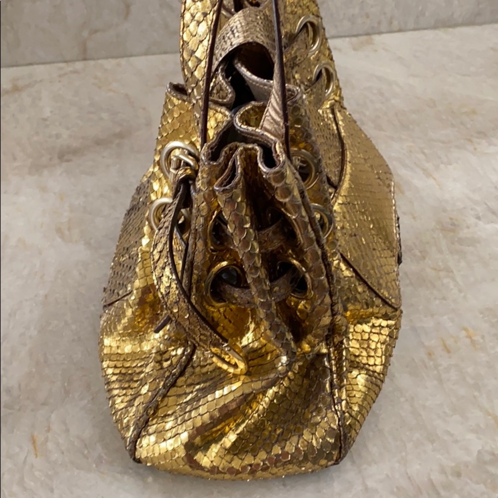 Rare Jimmy Choo Ramona Hobo Gold Snakeskin - Gem